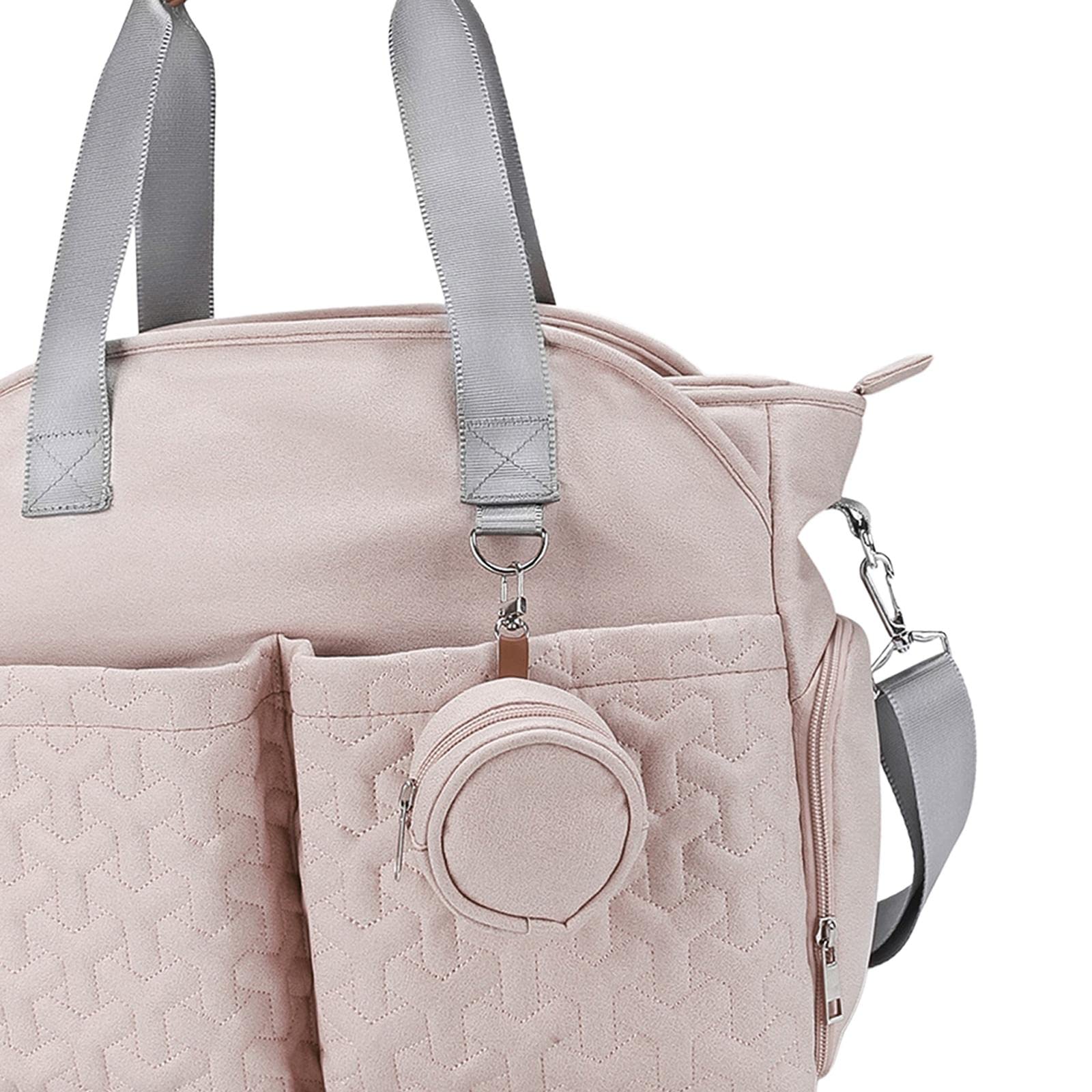 AMLESO Nappy Changing Bag Handbag mom Bag Large Storage Two Front Pockets Bag, Light Pink