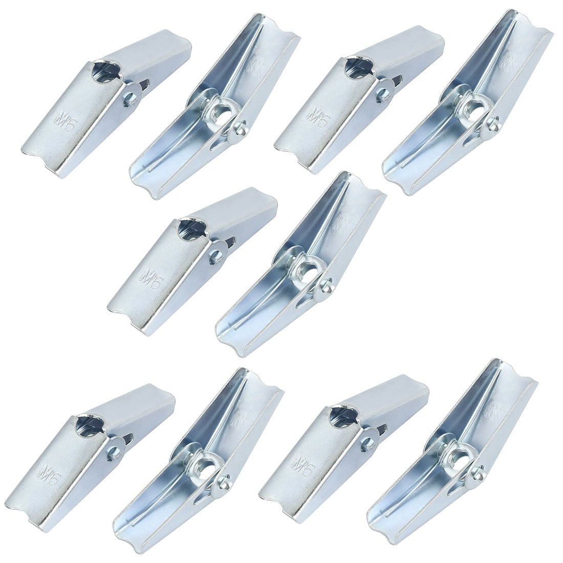 uxcell M6 Dia Female Thread Spring Loaded Hollow Wall Anchor Toggle Wing Nut 10pcs