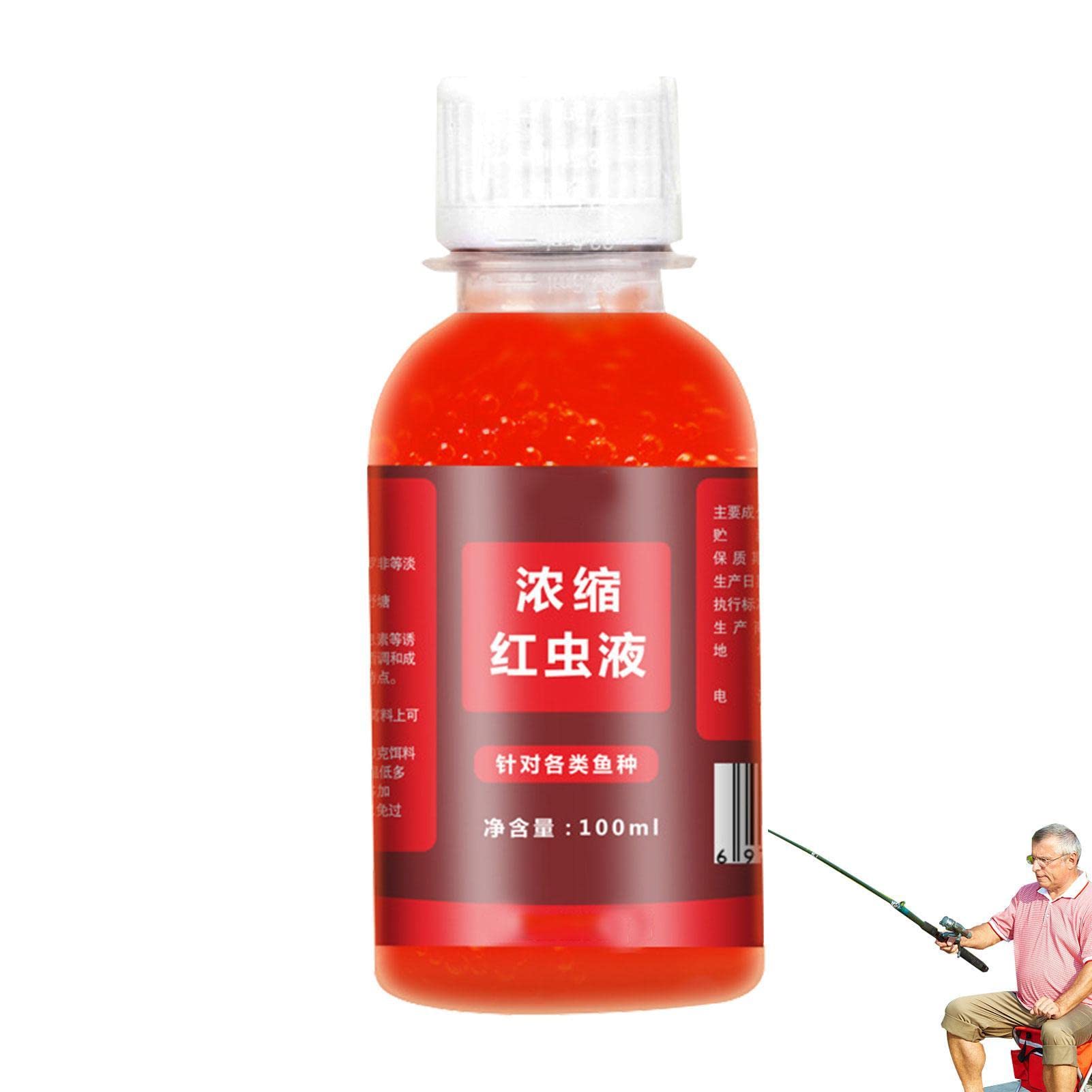 Bait Fish Additive,100ml Concentrated Red Worm Liquid | Fishing Lures Baits, High Concentration Fish Bait Attractant Enhancer, Smell Lure Tackle Food for Trout Cod Carp Bass Generic