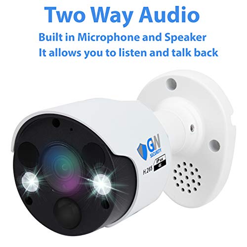 GW 8 Channel 4K NVR 8MP 4K AI Smart Home Security Camera System, (4) Dome and (4) Bullet Built-in Microphone Audio Recording HD 2160P 4K IP PoE Cameras, Face Recognition/Human/Vehicle Detection