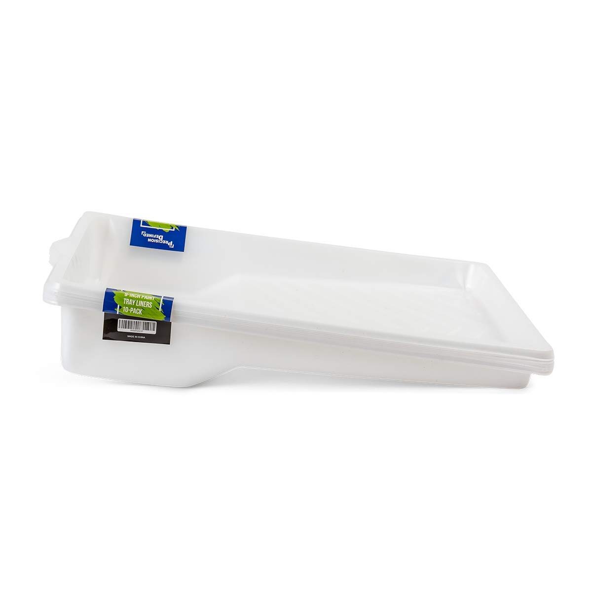 Precision Defined Paint Tray Liner Set 9-Inch, Supreme Paint Roller Trays with Deep Paint Pockets and Textured Ridge, Paint Pan Liners, Heavy Duty Plastic Disposable Paint Tray Liners (10-Pack)