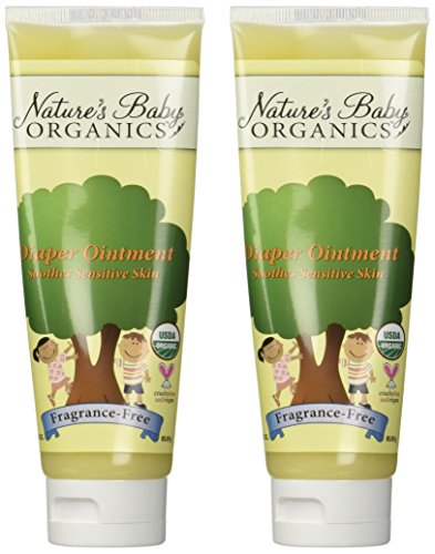 Nature's Baby Organics Organic Diaper Ointment Cream, Fragrance Free, 3-Ounce Tubes (Pack of 2)