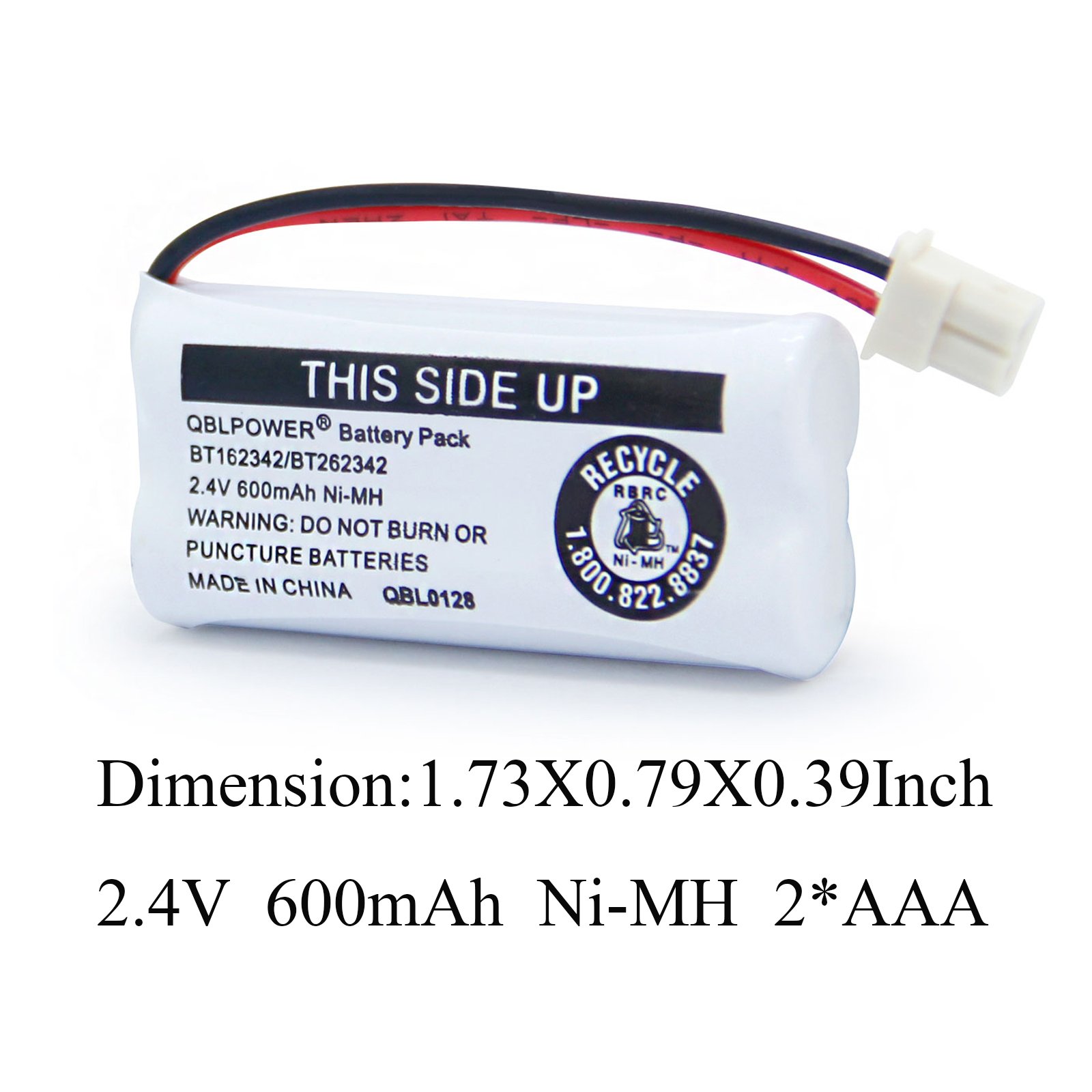 QBLPOWER Replacement Battery BT162342 BT262342 2.4v 300mah NI-MH Rechargeable Compatible with Vtech AT&T Cordless Telephones CS6114 CS6419 CS6719 EL52300 CL80111(3 Pack BT162342)