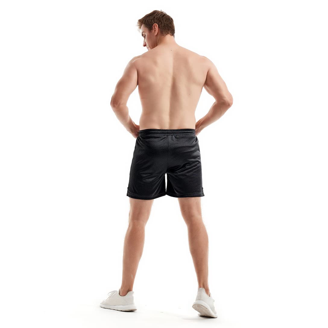 AIMPACT Mens Athletic Shorts 6 Inch Inseam Mesh Breathable Sold Soft Workout Gym Running Shorts with Zip Pocket (Black L)