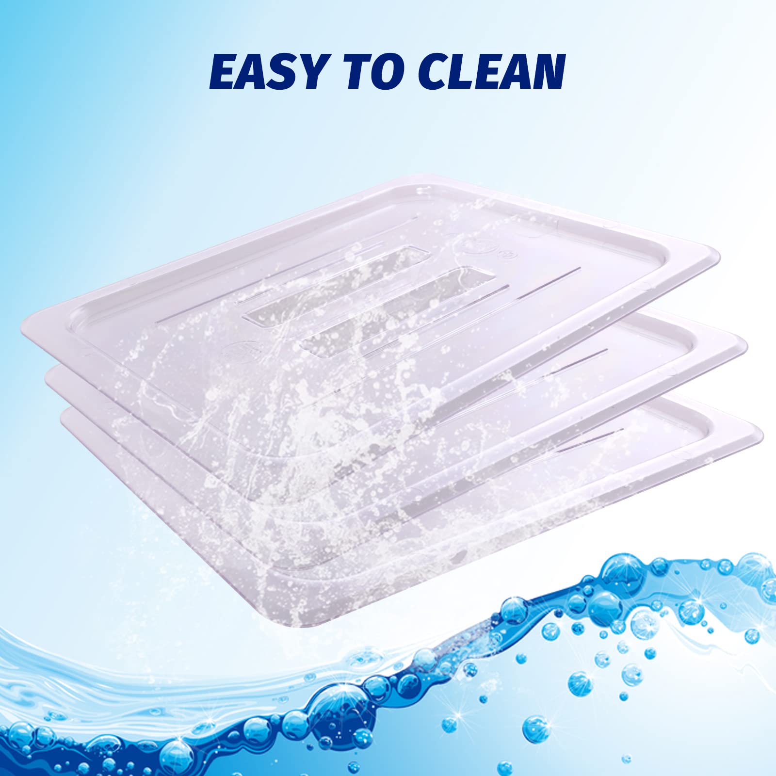 EASYROSE 6-Pcs Food Pan Lid 1/6 Size Clear Polycarbonate Hotel Pan Cover with handle