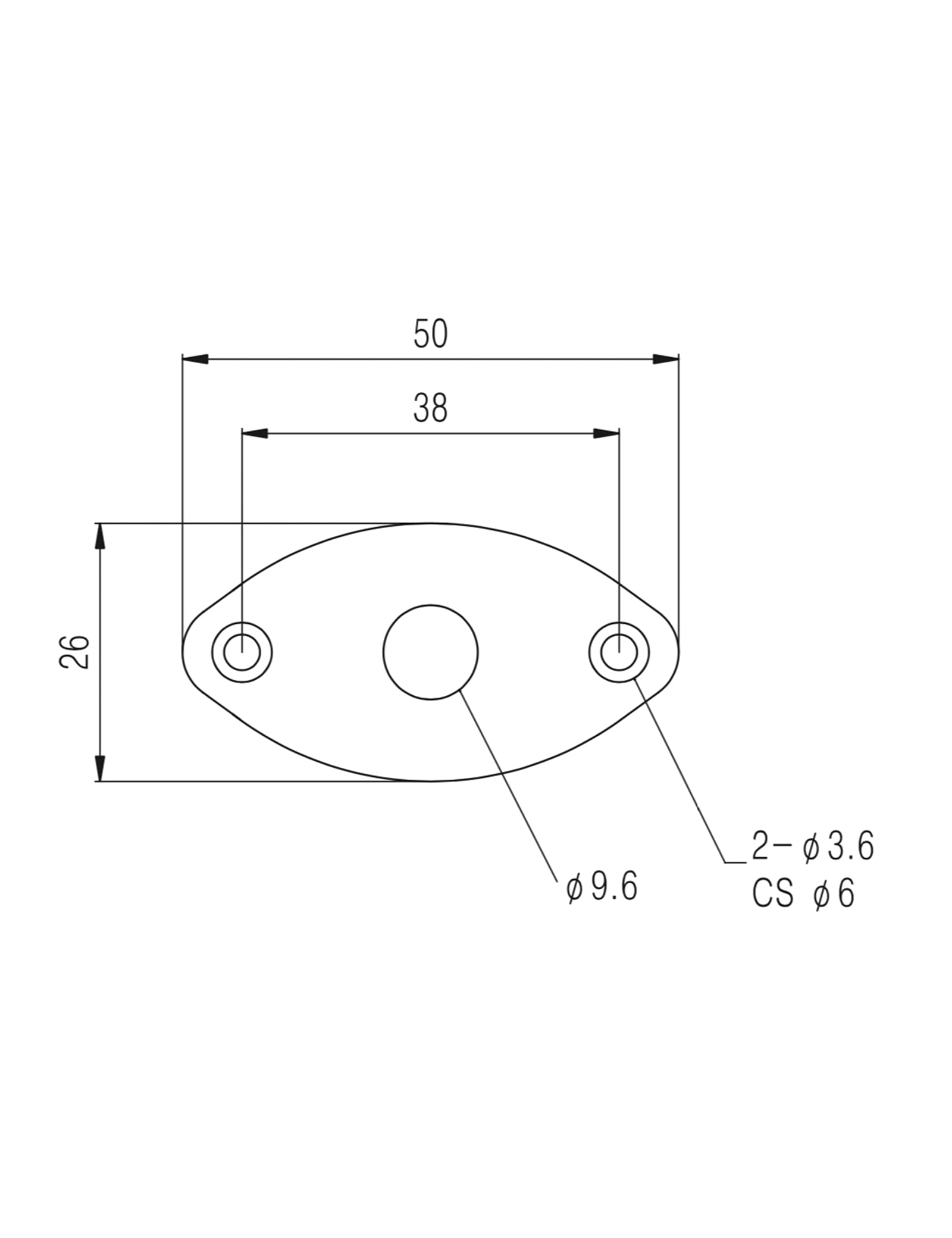 Bogart Guitar Jack Socket Plate Curved Oval Football Style Output Jack Plate Compatible with Les Paul Ibanez Jackson Guitar or Bass with Mounting Screws Black. (HJ 003-BK)