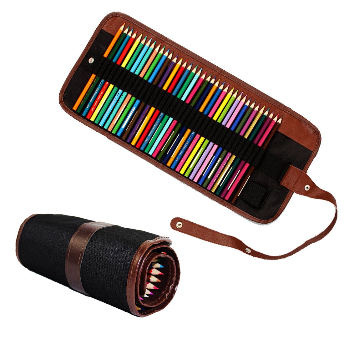 Bringsine Colored Pencils Set for Painting Drawing- 36 Colouring Pencils Leather Case Bag Coloring Book Ideal for Christmas Gifts