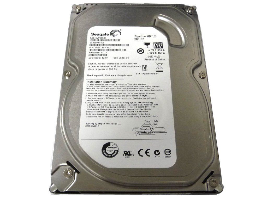 Seagate Pipeline HD ST3500414CS 500GB 5900RPM 16MB Cache SATA II 3.0Gb/s 3.5in Internal Hard Drive (PC, RAID, NAS, CCTV DVR) [Renewed] -w/1 Year Warrany