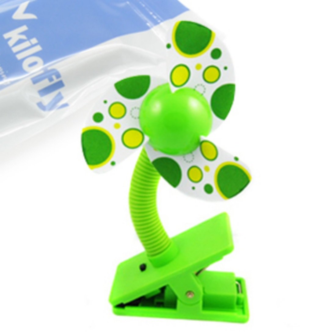 kilofly Clip-On Mini Stroller Fan, Green