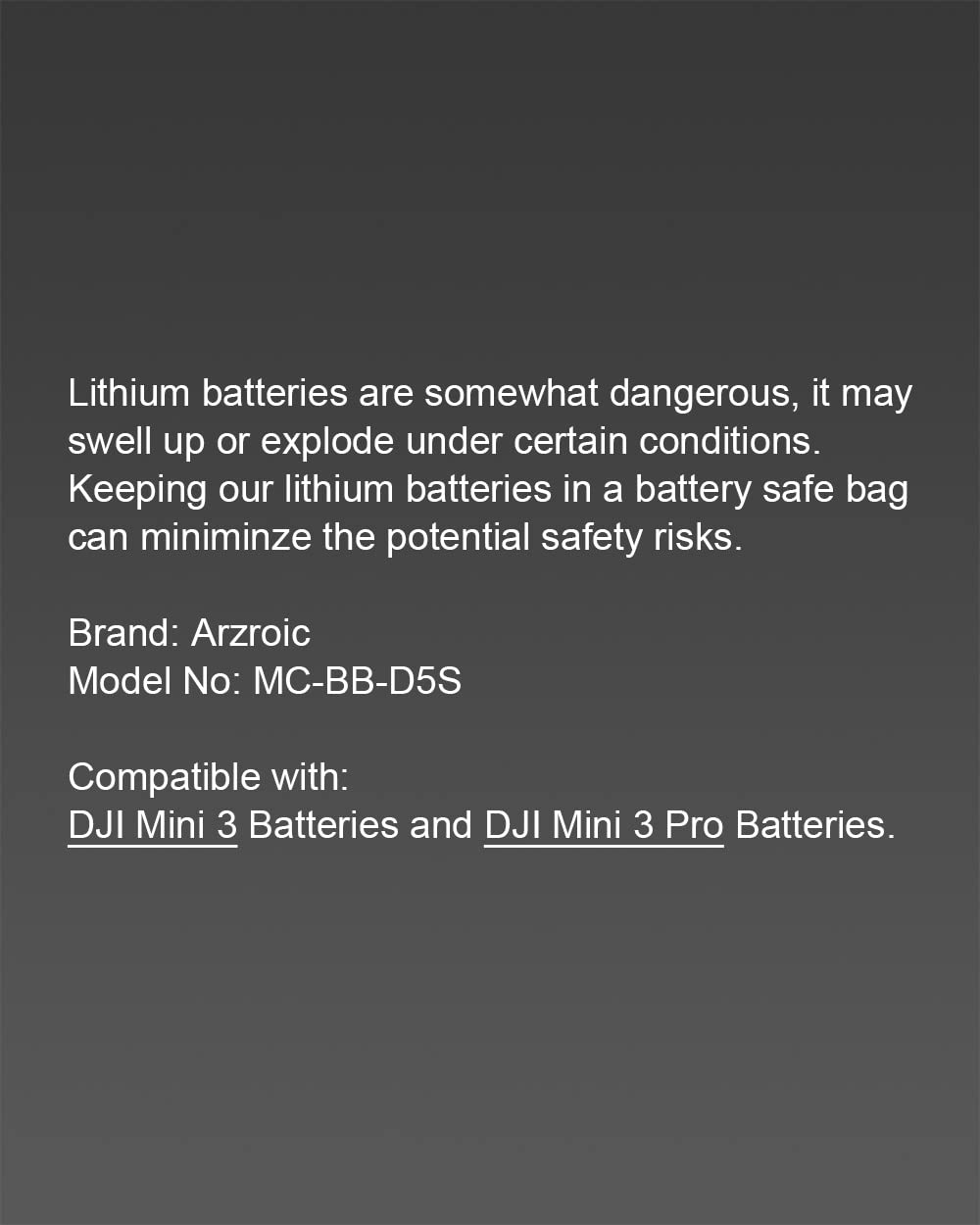 Arzroic Fireproof Battery Bag Case for DJI Mini 3/Mini 3 Pro Accessories Explosion Proof Battery Holder Protector
