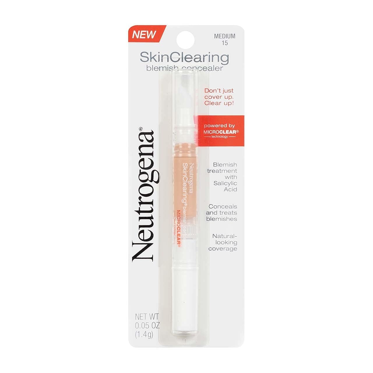 Neutrogena Skinclearing Blemish Concealer With Salicylic Acid, Medium 15,.05 Oz. (Pack of 2)