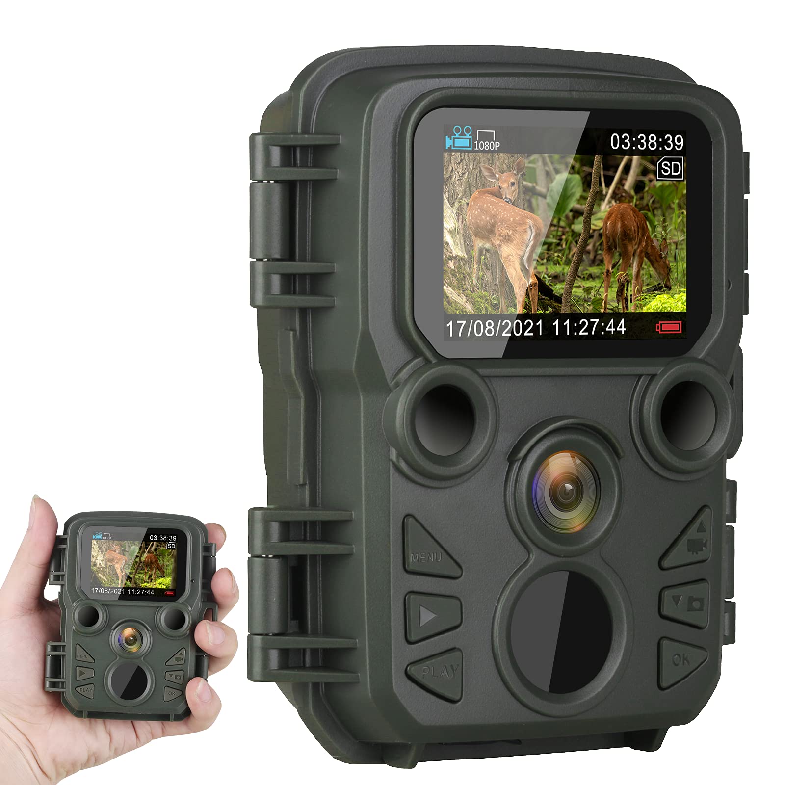 ArzzuNiu Mini Trail Camera Night Vision 12MP 1080P Game Camera with Night Vision Motion Activated Waterproof for Wildlife Monitoring