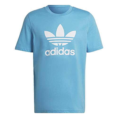 adidas Originals Men's Adicolor Classics Trefoil Tee, Sky Rush/White, Large