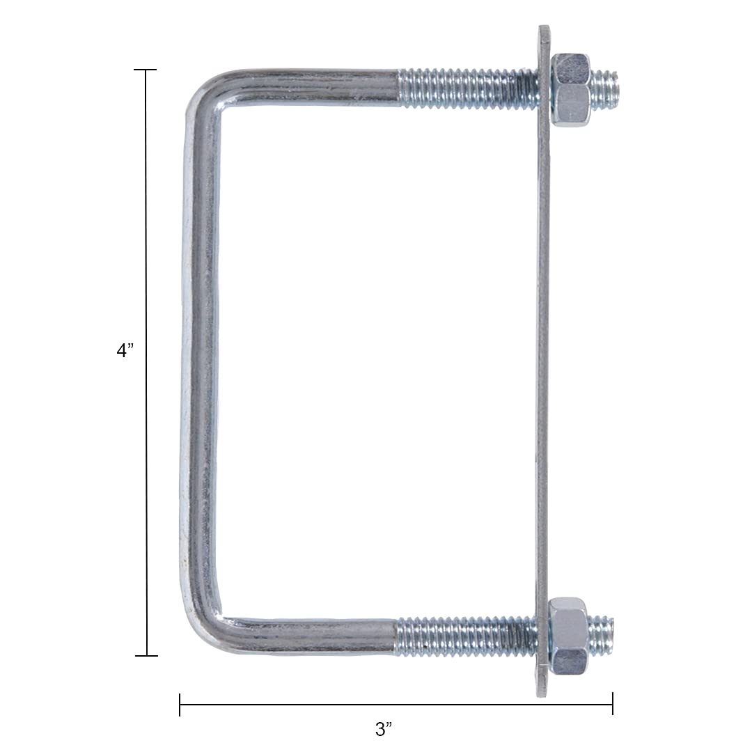 Hardware Essentials 320898 Square U-Bolt-3/8X3Lx4W, Zinc