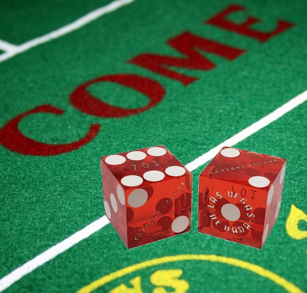 Cyber-Deals Authentic Nevada Casino Table-Played 19mm Matching Serial Numbers Craps Dice (Sets 2, 3, 4 or 5) with Black Velvet Pouch (Set of 2 (Dice Pair), Caesar's Palace (Red Polished))