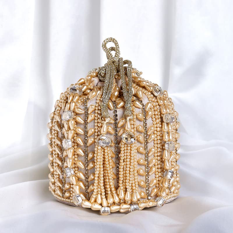 Aheli Indian Potli Bags Gift for Women Evening Bag Clutch Ethnic Bride Purse with Drawstring