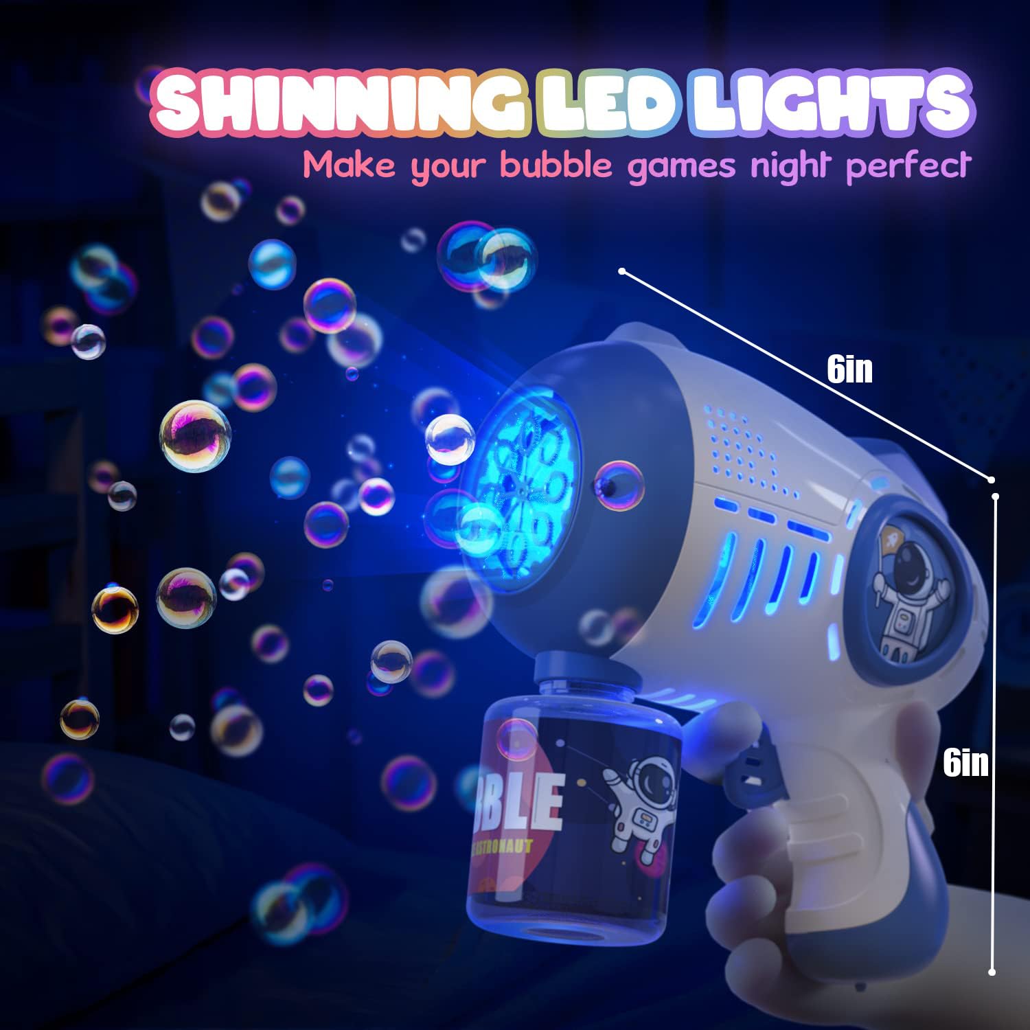 Eaglestone 2 Bubble Gun for Kids, Light Up Bubble Machine for Toddlers, 8 Hole Blower with 4 Refill, Automatic Bubble Maker for Bubble Blaster,Outdoor Toys, Birthday,Christmas Party Favor Gift