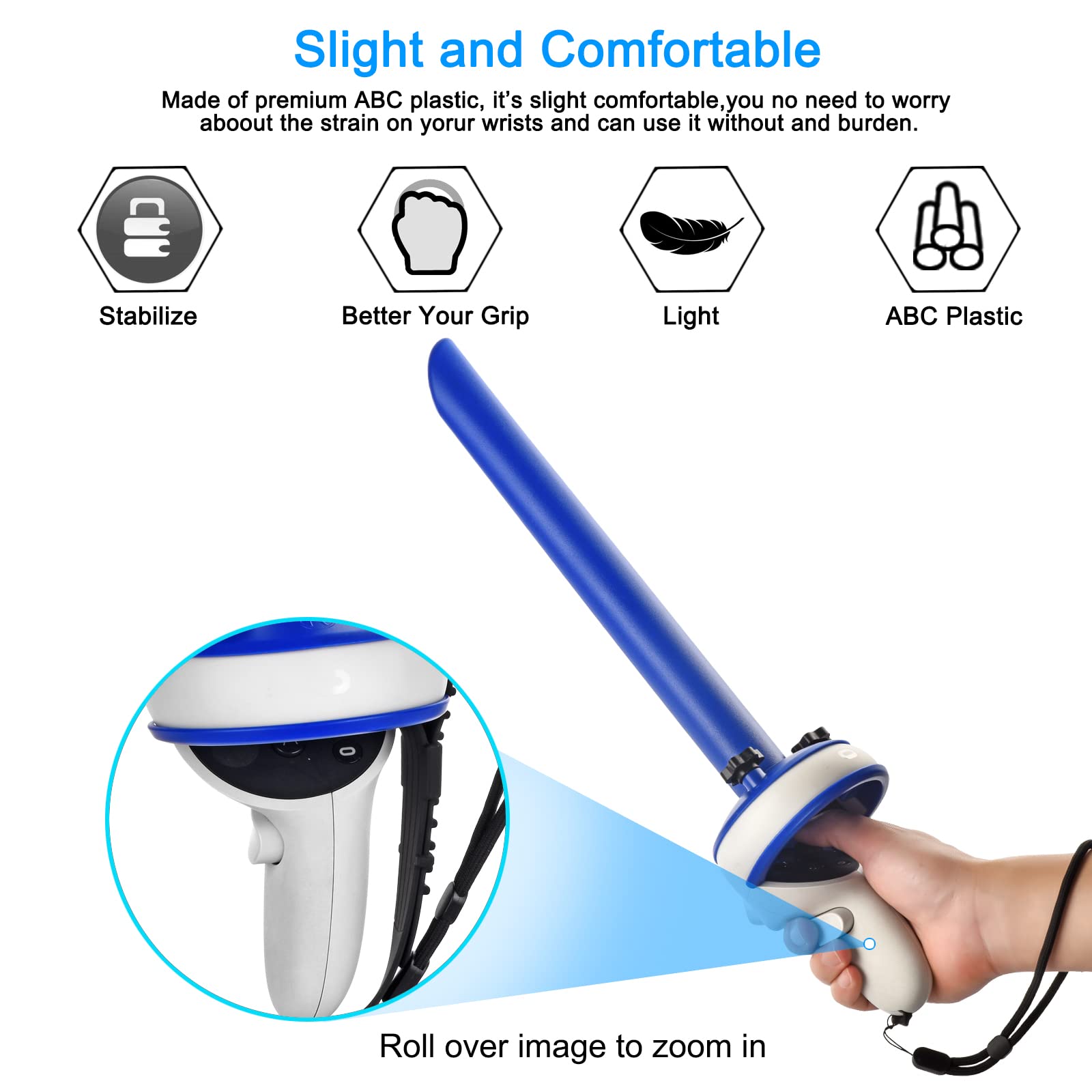 Ahroy VR Game Saber for Quest 2 Controllers, Quest 2 Accessories Supernatural Jedi Training VR Workout. Beat Saber Games Accessories Enhanced Beat Saber Gaming Experience