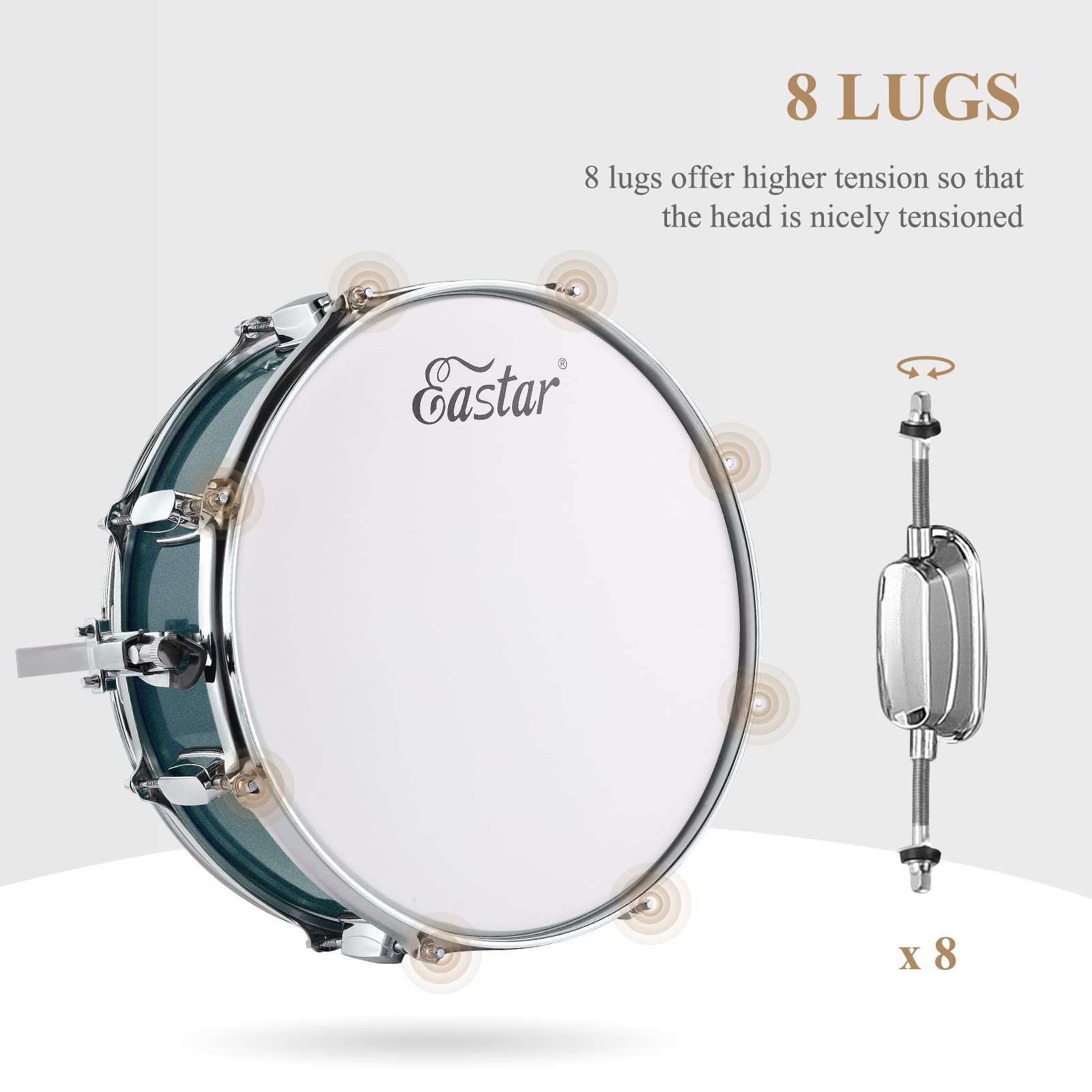 Eastar Adult Drum Set - 18-inch Full-Size Drum Kit for Adults, 4 Drum 2 Cymbal Drum Complete Drum Kit for Intermediate Drummers, Blue (EDS-540BE)
