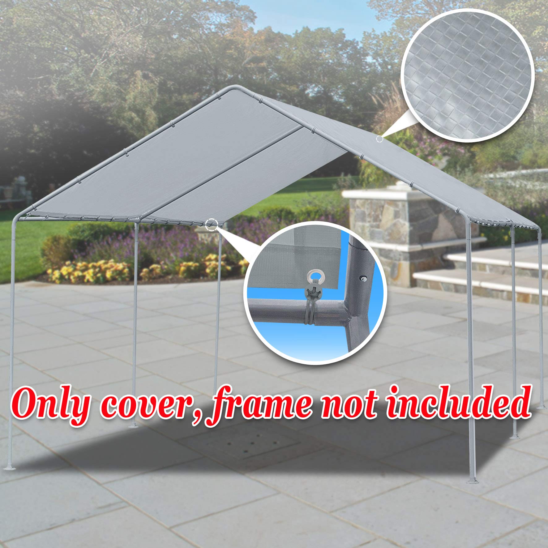 Strong Camel Outdoor 10x20 Replacement Canopy Roof Cover Outdoor Carport Covers (Silver)