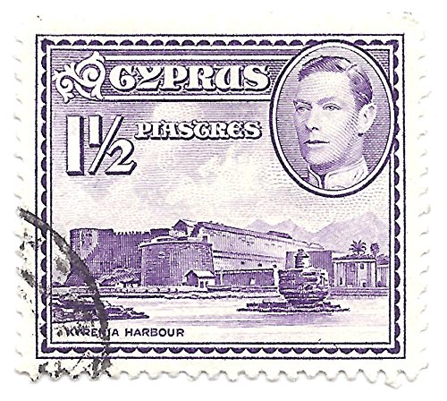 Cyprus Postage Stamp 1943 Kyrenia Castle & Harbor Issue 1 1/2Pi King George VI Scott #147a