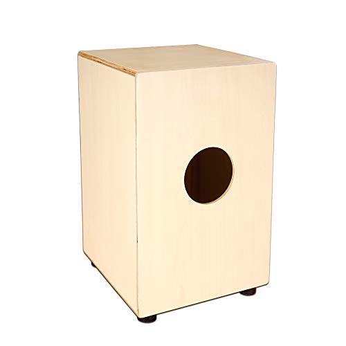 Amazon Basics Wooden Birch Cajon Percussion Box with Internal Guitar Strings - Black