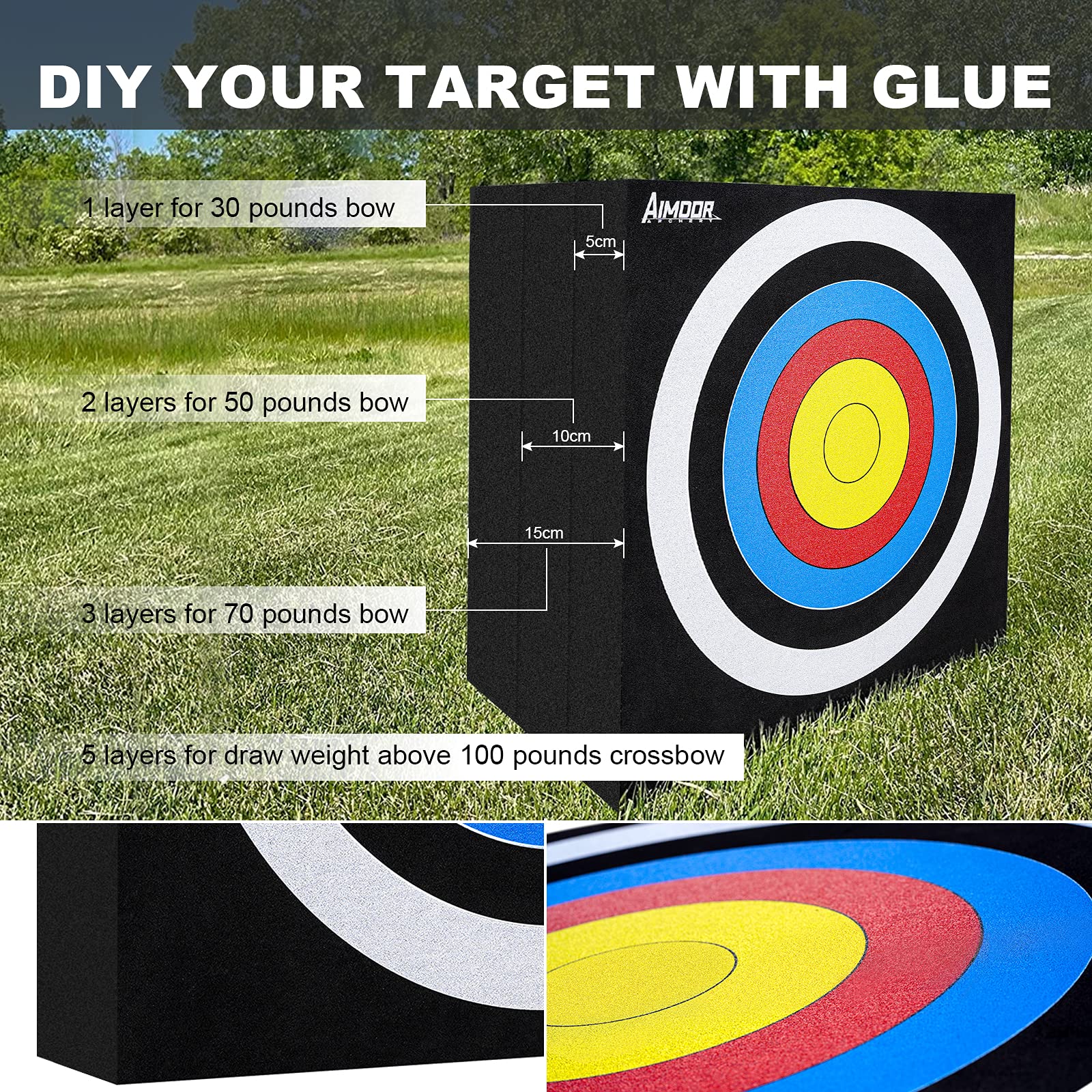Aimdor Archery Target EVA Foam Target-Printed Target Arrow Target Square Target Youth Archery Arrow Target Practice Target Hunting Target