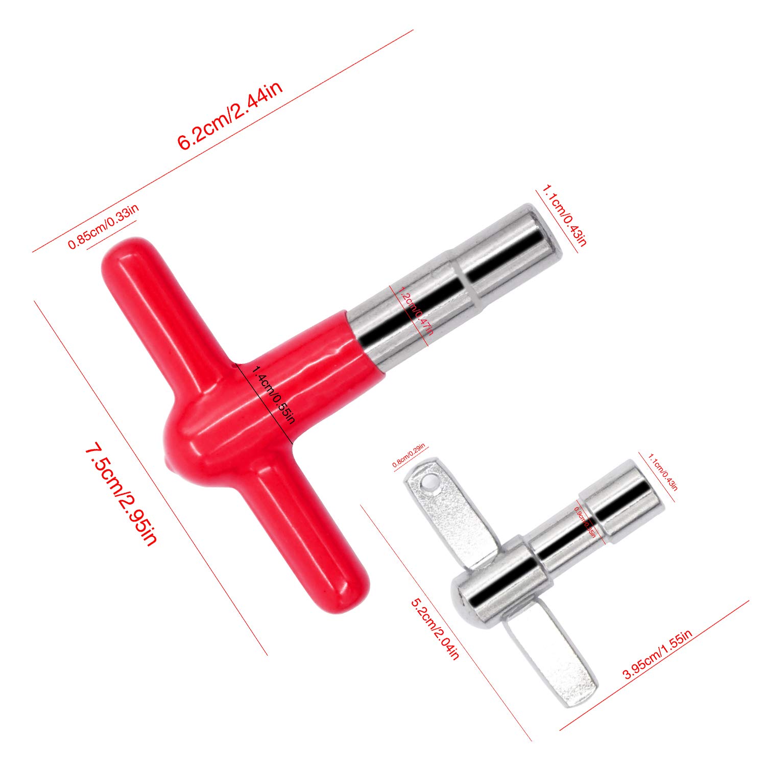 EASTROCK High Torque Drum Keys Pack of 4 with More Advanced Material Rubber And Plastic Handles Drum Key,Durable Tool Drum Torque Tuning Key With Hole(Red)