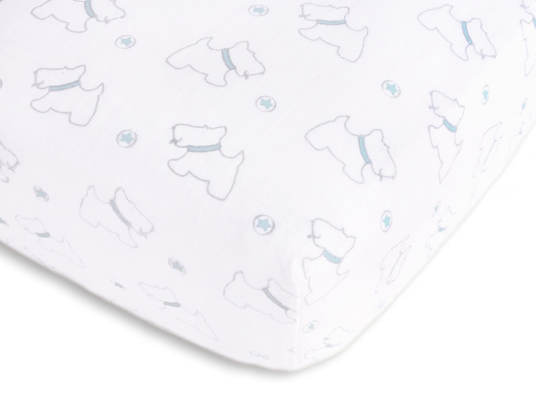 SwaddleDesigns Softest Cotton Muslin Fitted Crib Sheet/Toddler Sheet for Baby Boy & Girl, Blue Doggie & Starball
