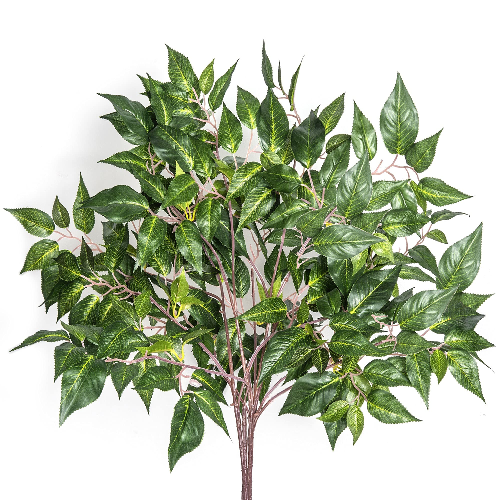 Grand Verde Ficus Tree Branches Artificial Greenery Bulk Faux Plants Green Silk Leaves 23” Long Stems DIY Home Decor Indoor Outdoor, 4pcs
