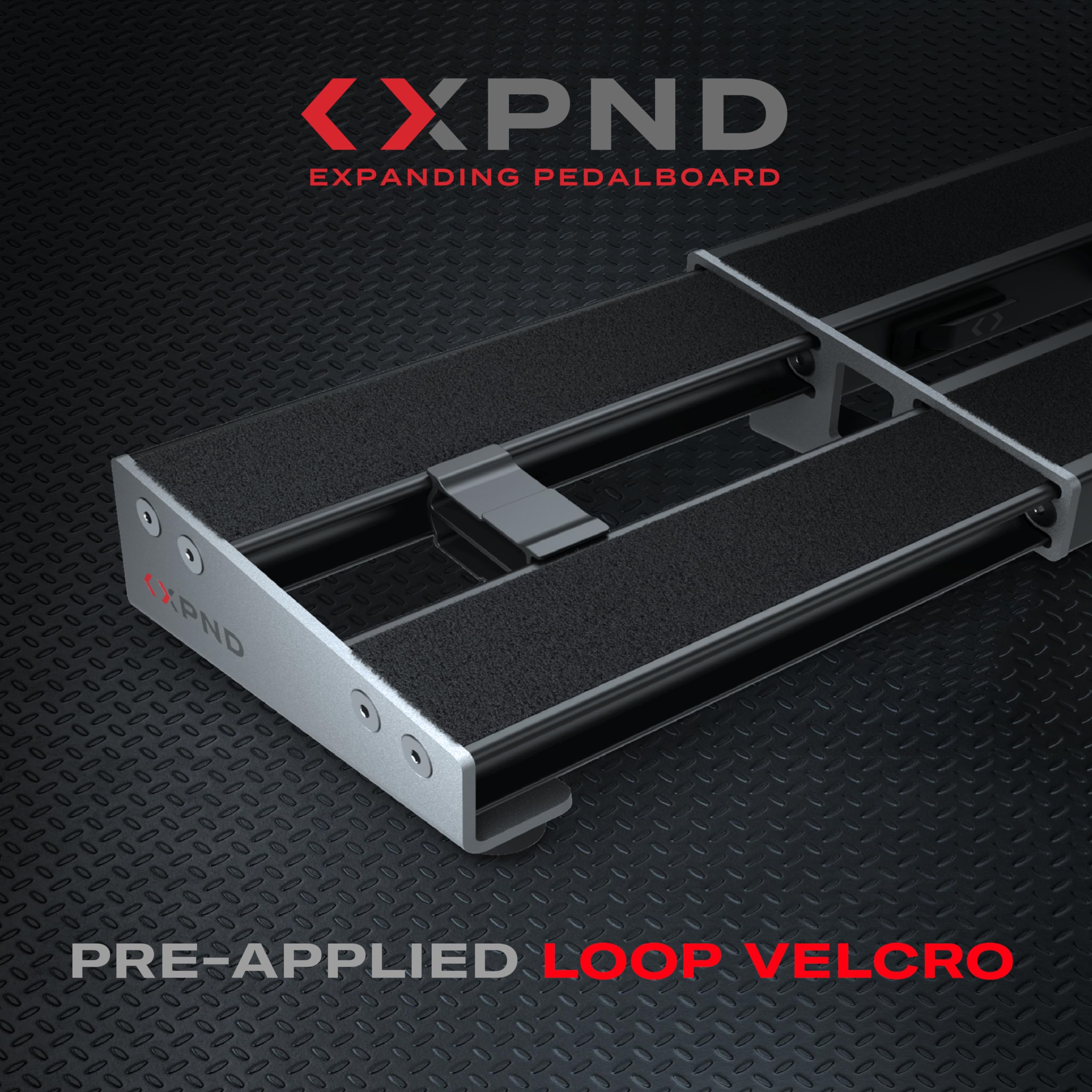 D'Addario Accessories XPND Pedal Board - Guitar Pedal Board that Expands - Pedal Boards for Guitars - 2 Rows, Lightweight, Durable Aluminum Pedalboard - Pre-Applied Loop Velcro for Swapping Pedals