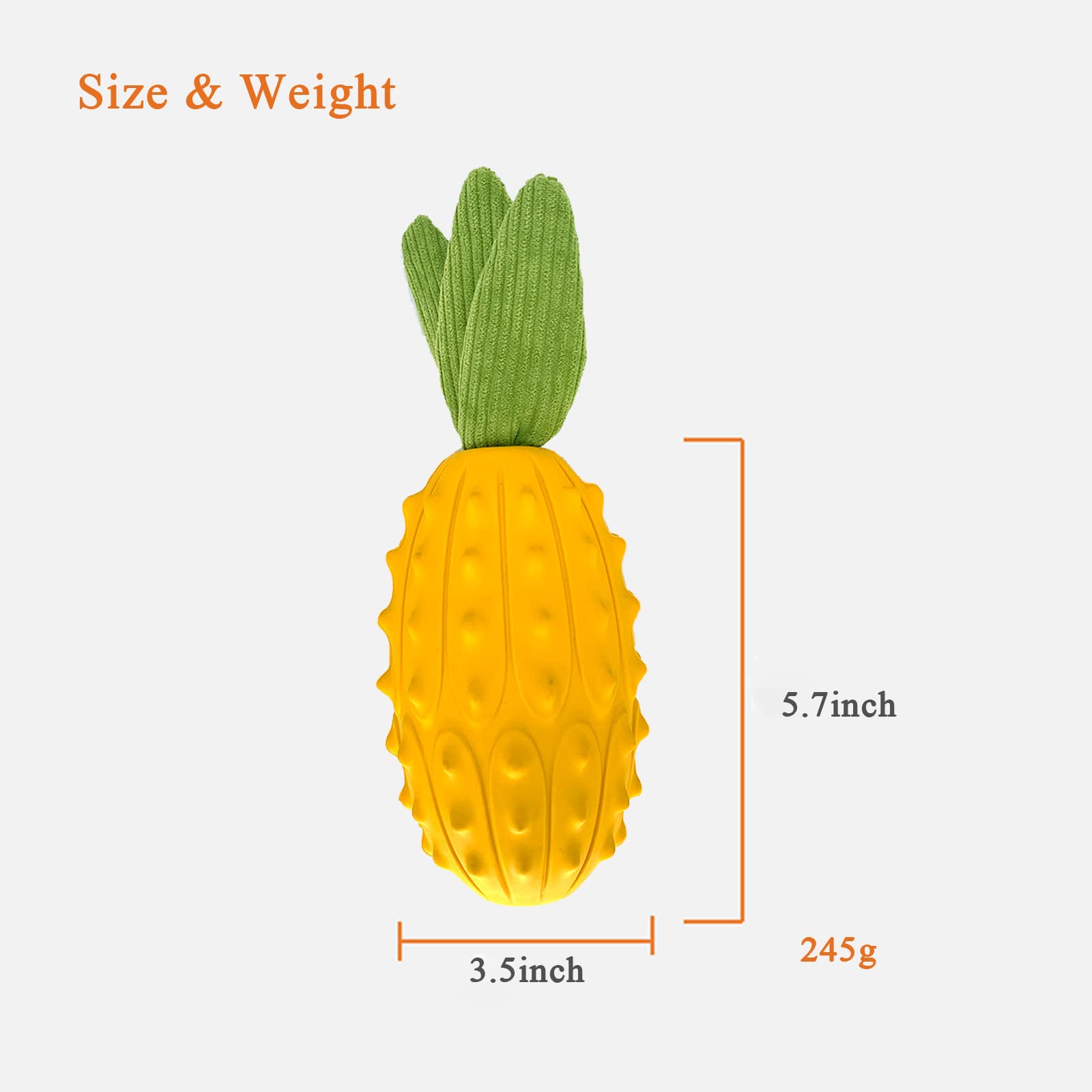 Potato Brothers-Durable Dog Chew Toys,Pet Squeaky Toys- Fetch Mate, for Middle-Large Sized Aggressive Chewers, Safe Natural Rubber, Teeth Cleaning(Kiwano-Shaped)