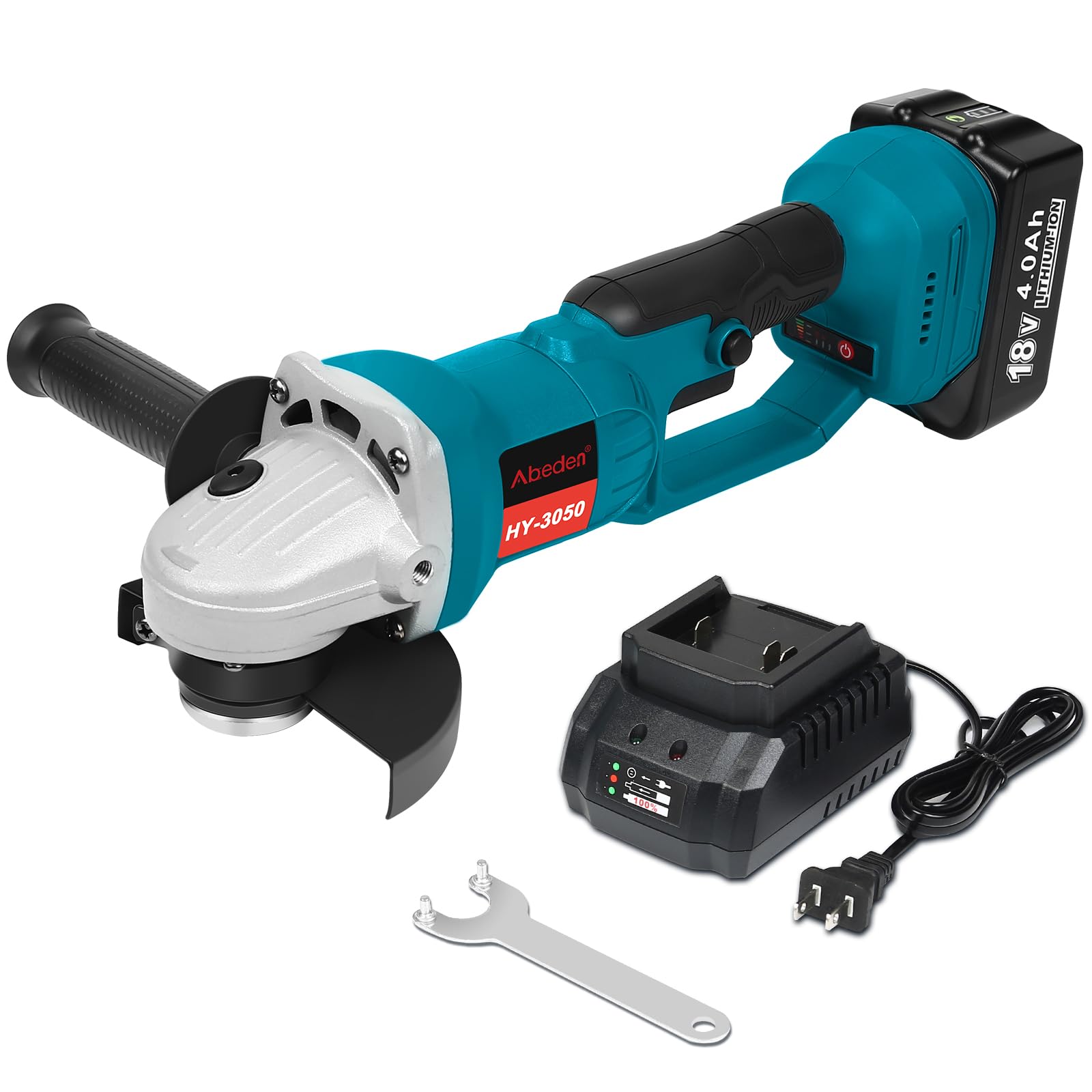 Cordless Angle Grinder with 18V 4.0Ah Li-Ion Battery & Charger,4-1/2-Inch,Brushless Motor,2-Position Handle,Battery Powered Grinder Tool Set for Metal Wood