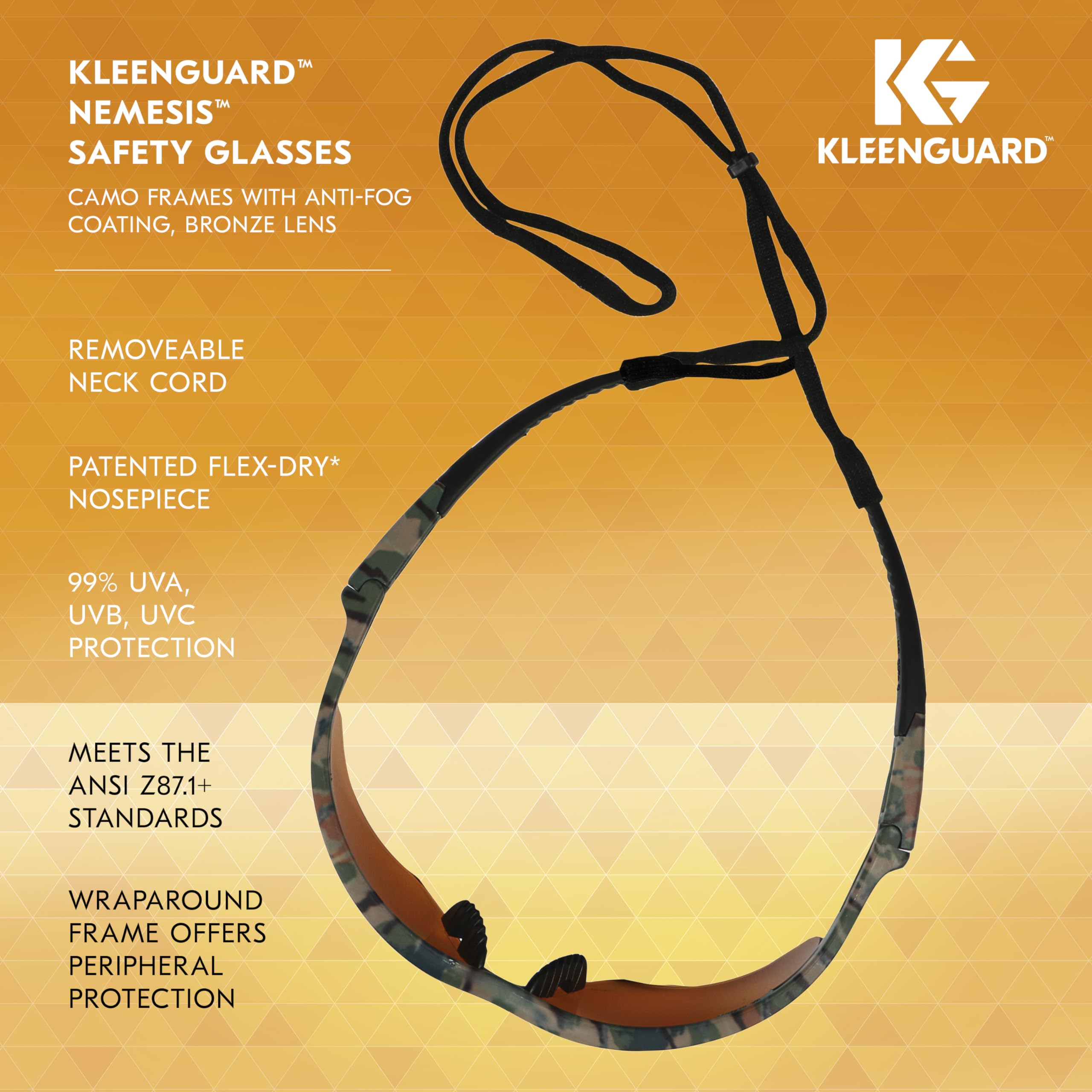 KLEENGUARD V30 Nemesis Safety Glasses (19644), Bronze Lenses with Camo Frame, 12 Pairs / Case