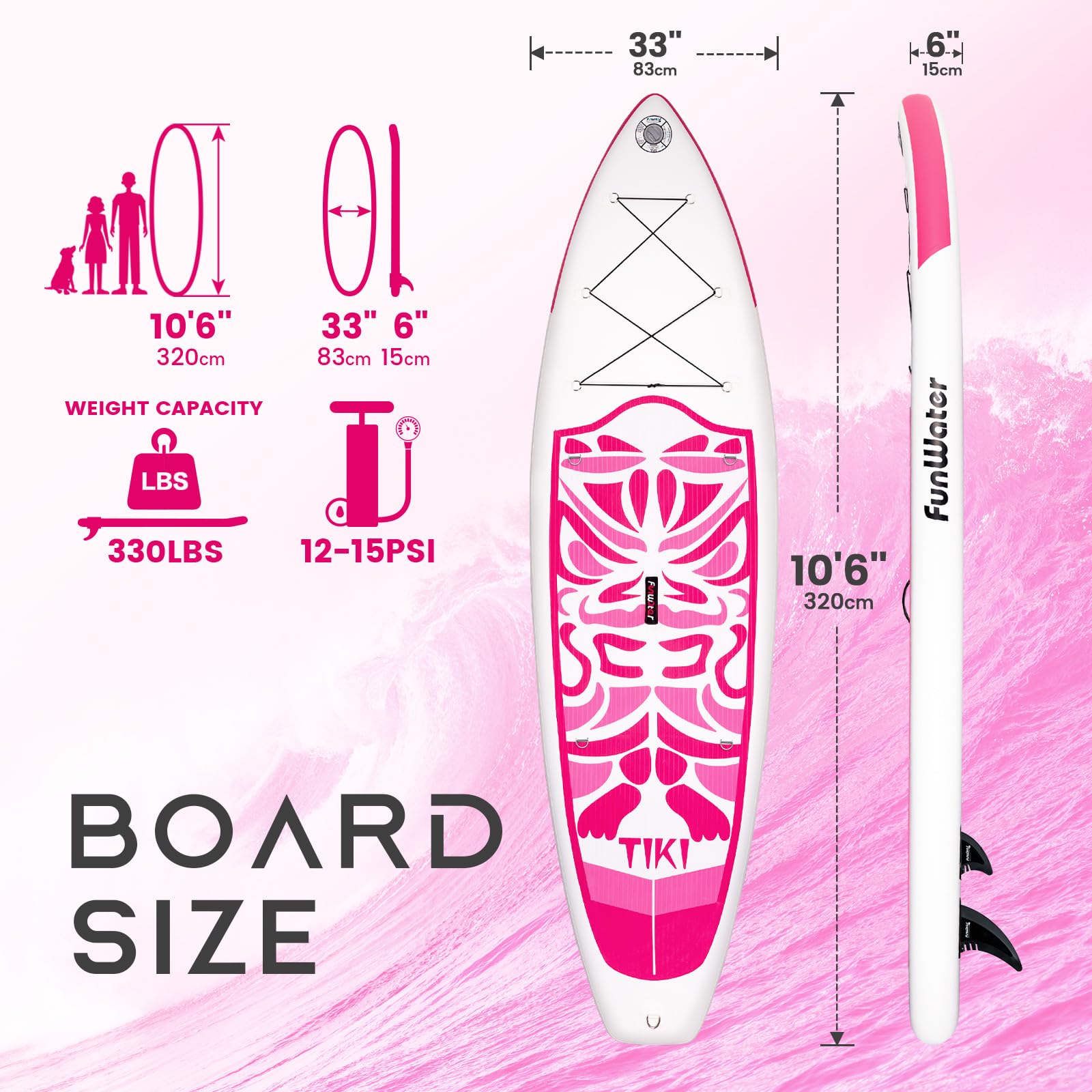 FunWater Inflatable 10'6×33"×6" Ultra-Light SUP for All Skill Levels Everything Included with Stand Up Paddle Board, Adj Paddle, Pump, ISUP Travel Backpack, Leash, Waterproof Bag