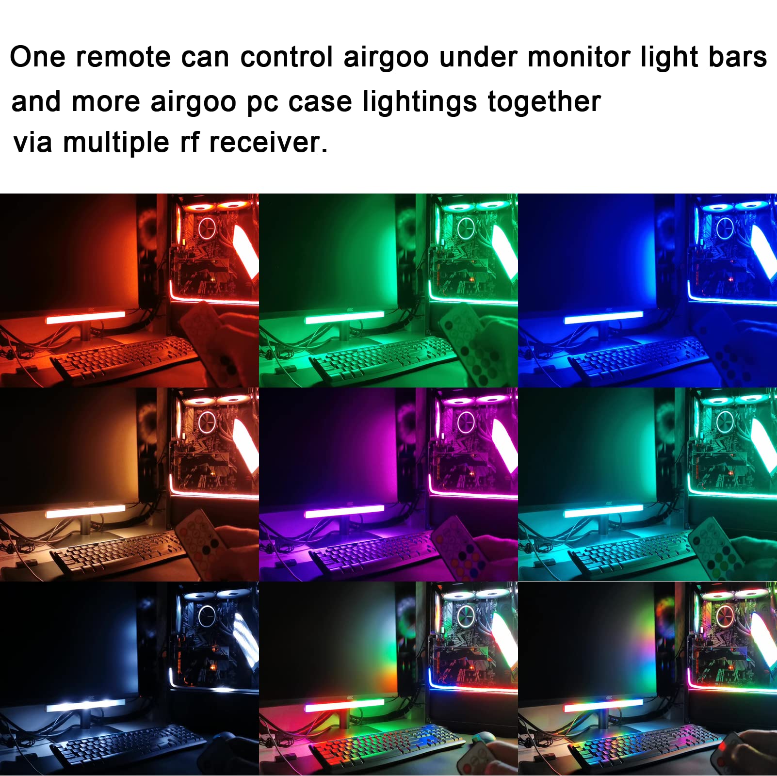 Airgoo Addressable RGB Light Bar, 0.98ft 30LEDs Diffused Rainbow Ambient Gaming Lights, Ambiance Backlights with Remote Controller, USB Powered, for Gaming, PC Setup, Desk Stand, Room Decoration
