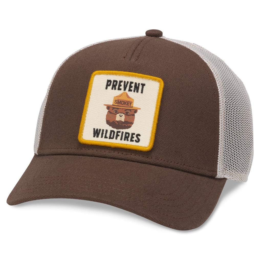 AMERICAN NEEDLE Smokey Bear Adjustable Snapback Baseball Hat, Valin Collection, Chocolate Ivory (42960B-SBEAR-CHOI)