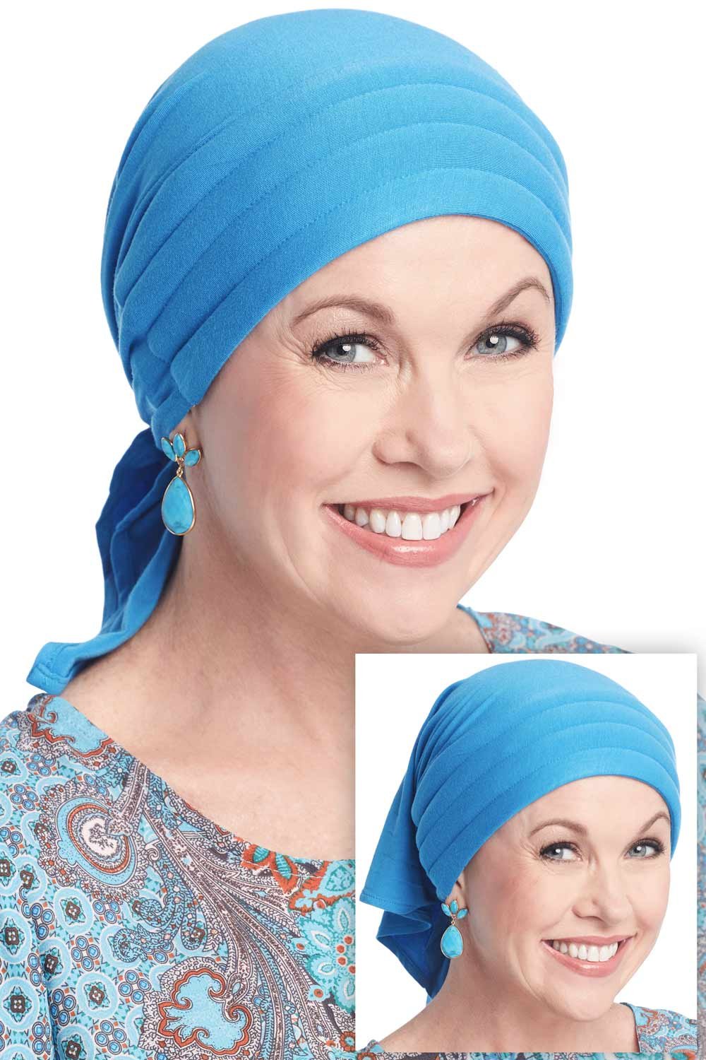 Cardani Instant Tie Headscarf - Padded Easy Tie Triangle Scarf in Luxury Bamboo Luxury Bamboo - Midnight Blue