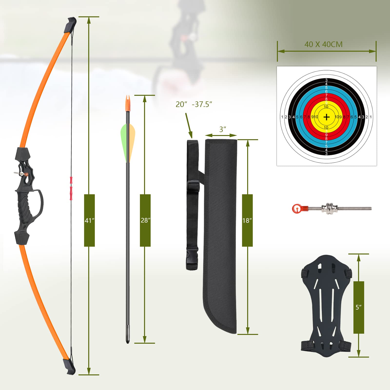 Aimdor Archery Kids Bow and Arrow Set Youth Bow and Arrow Birthday Gift Bow Kids Bow Beginner Bow Practice Bow with 8 Arrows and Accessories for Outdooor Practice Orange