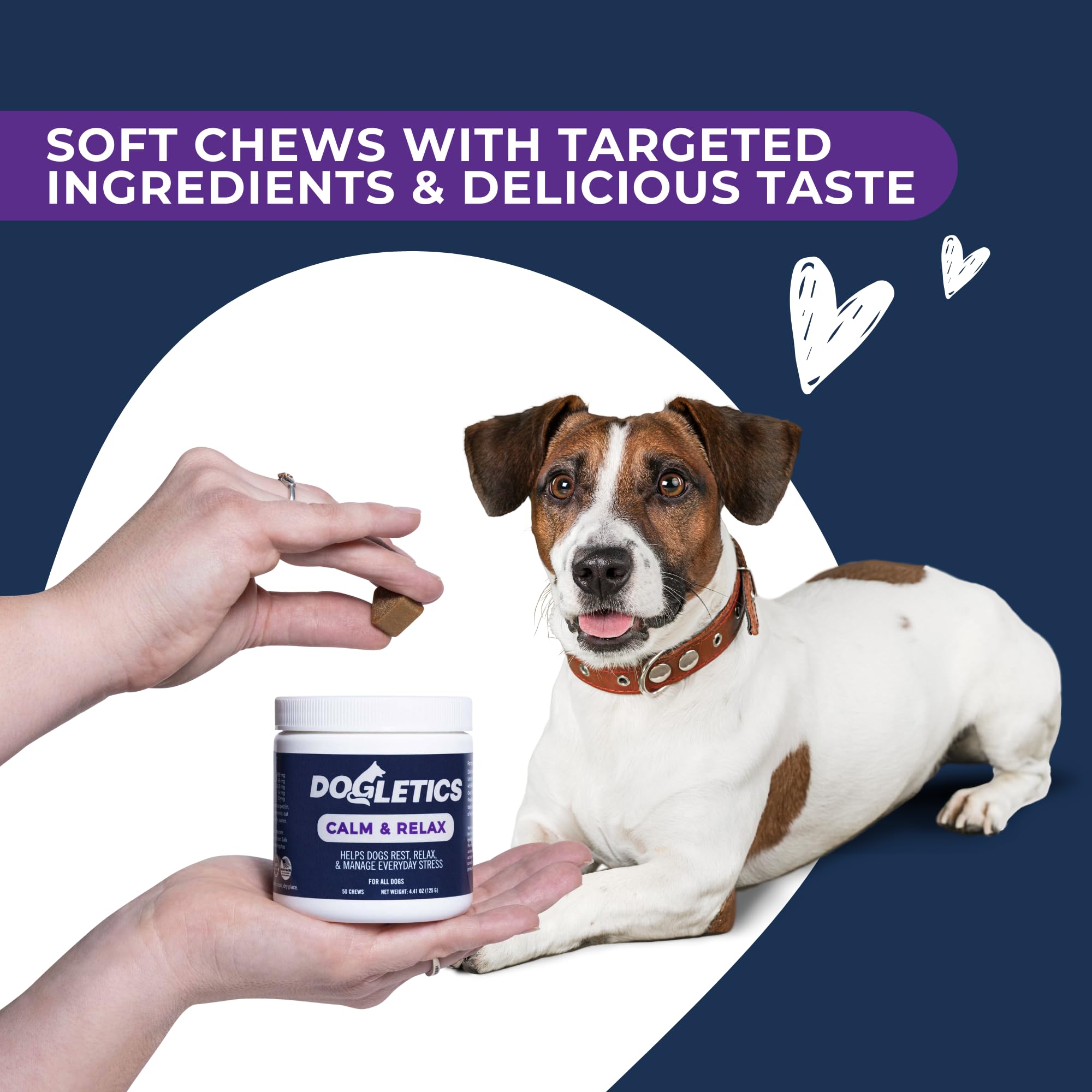 Dogletics Calm & Relax Soft Chew Supplements for Dogs - Reduce Stress & Anxiety, Behavioral Support, Promote Rest & Relaxation for Active Dogs