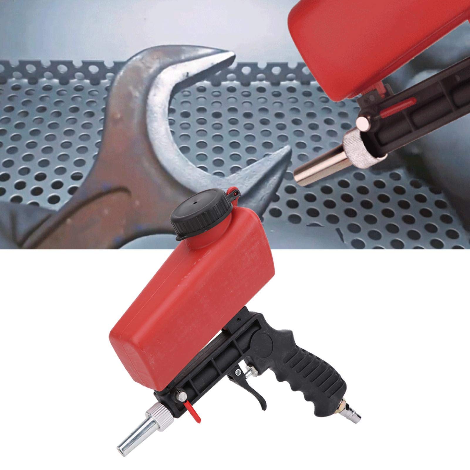 Pneumatic Sandblasting Gun, Small Handheld Sand Blaster Machine Blasting Tool 90PSI 21lbs Capacity