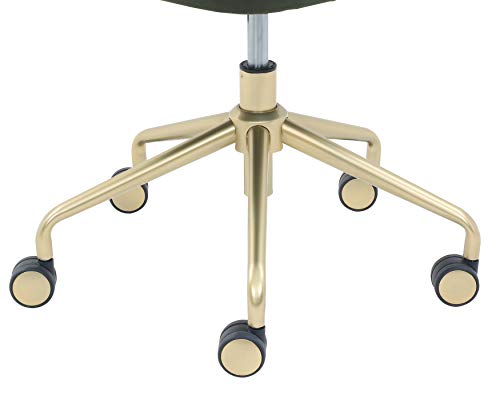 Amazon Brand – Rivet Bertha Mid-Century Velvet-Upholstered Swivel Office Chair, 25.25"W, Olive Green with Gold Finish