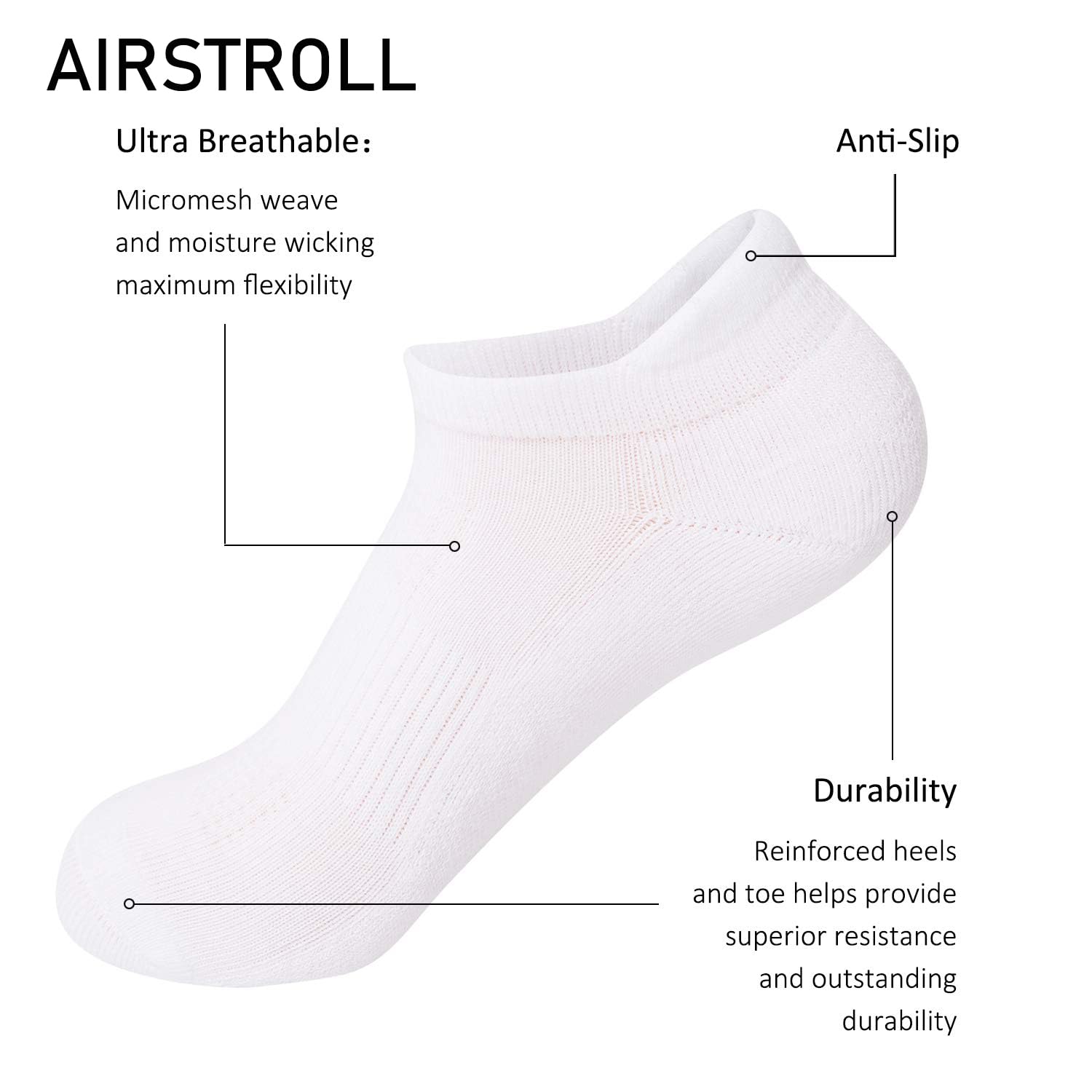 AIRSTROLL Coolmax Running Socks Womens, Athletic Ankle Low Cut Socks for Women 6 Pairs(Multicolor,6Pairs), multicolor, 9-11 (YH19004P01M02S)