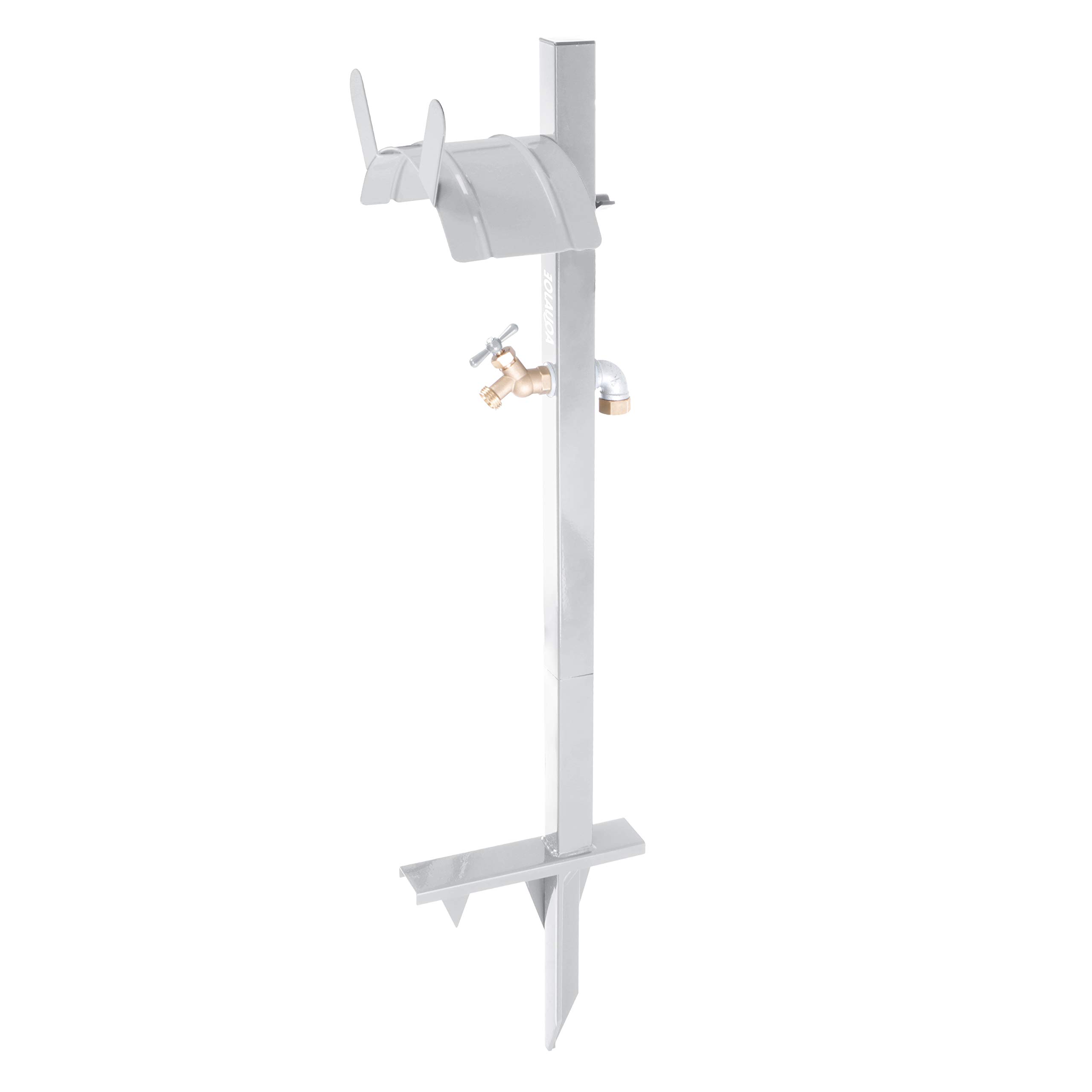 Aqua Joe SJ-SHSBB3LIH Garden Hose Stand with Brass Faucet and 3 ft Lead in Hose, Gray