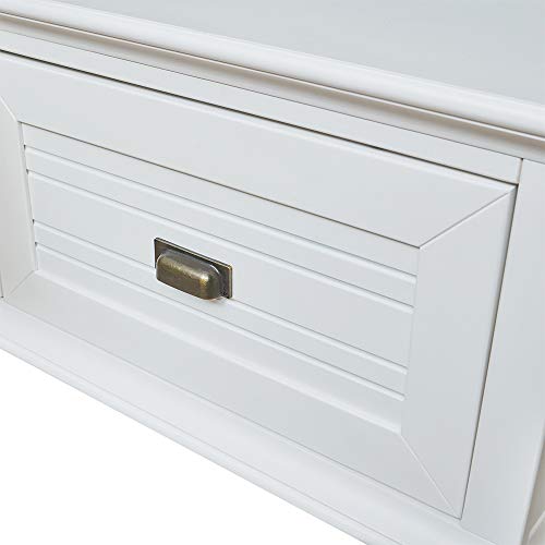 Amazon Brand β Ravenna Home Classic Solid Pine Storage Bench, 45"W, White Wash Finish