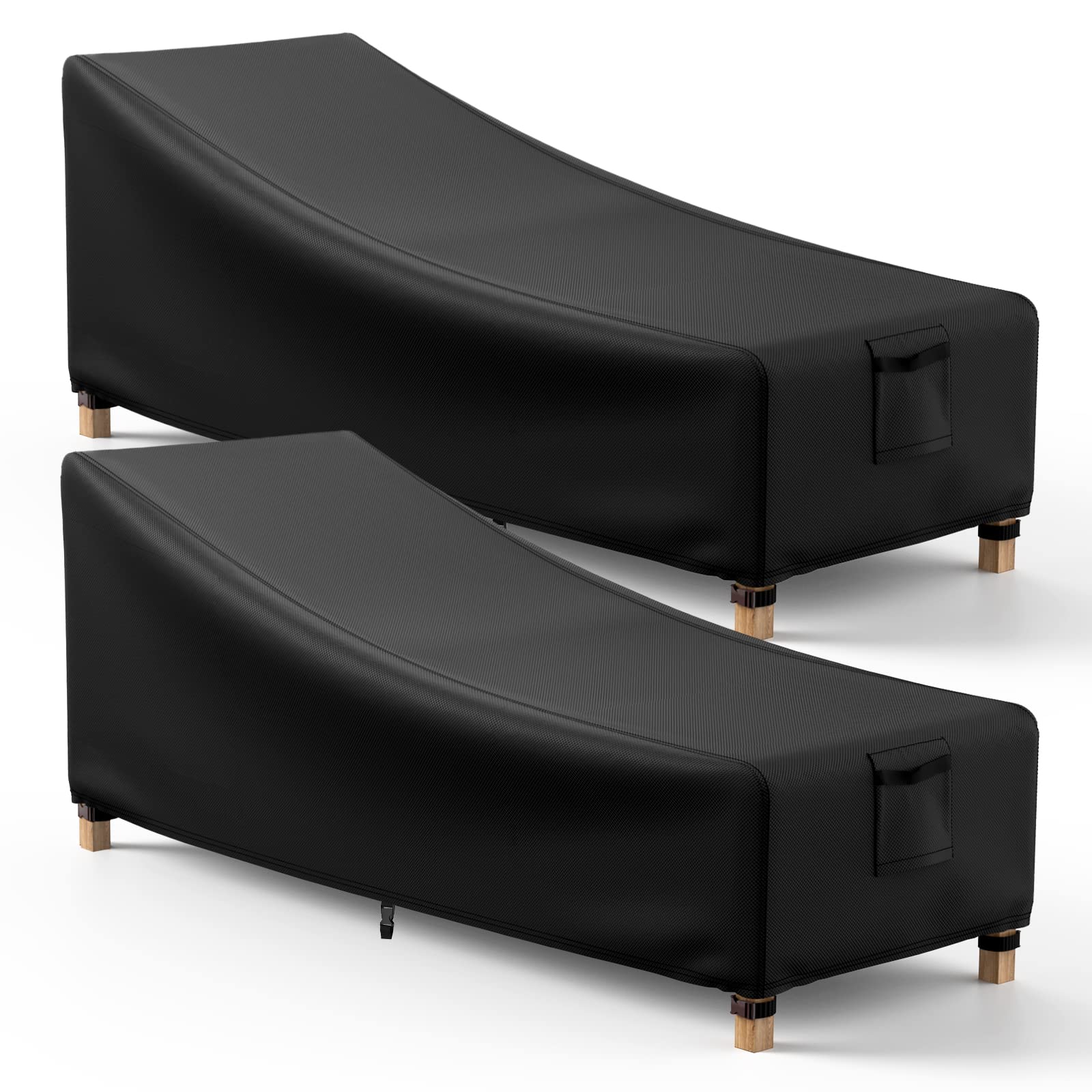 Mrrihand Chaise Lounge Cover, Patio Furniture Covers, Patio Lounge Chair Cover Waterproof and UV Resistant, Oxford Heavy Duty Outdoor Furniture Covers with Air Vent 2 Pack - 68L x 30W x 30H inch