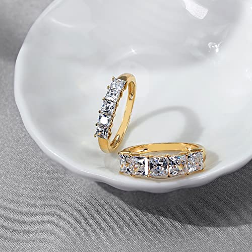 Amazon Collection Platinum-Plated Sterling Silver Princess-Cut 5-Stone Ring made with Infinite Elements Cubic Zirconia (3 cttw), Size 8