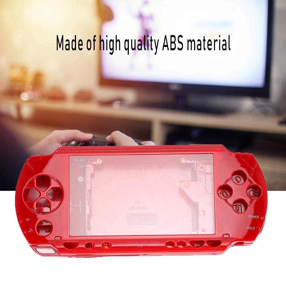 Game Console Shell, Replacement Controller Skin Game Controller Protective Case with Screwdriver, Button Kit for PSP1000 Console.(Red)