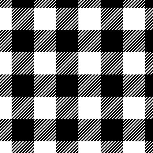 Buffalo Plaid B&W Anti-Pill Premium No-Sew Throw Fleece Fabric Kit (72x60)