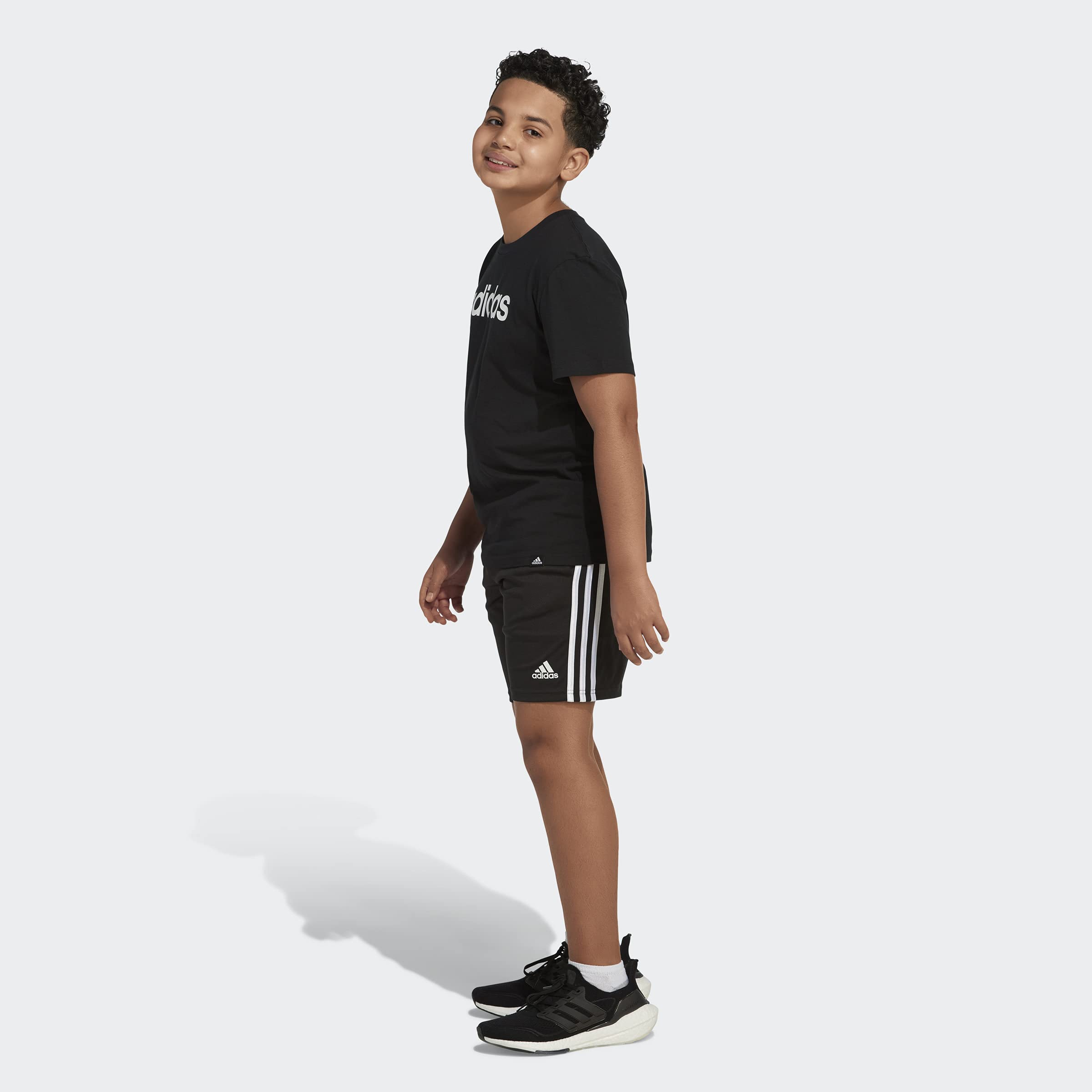 adidas boys Short Sleeve Aeroready Performance Logo Tee T-shirt T Shirt, Black, X-Large US